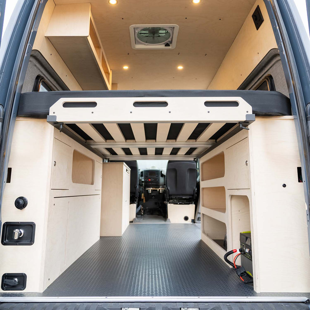 Sprinter Van Bed and Wheel Well Cabinets | Camper Van Conversion Kit ...