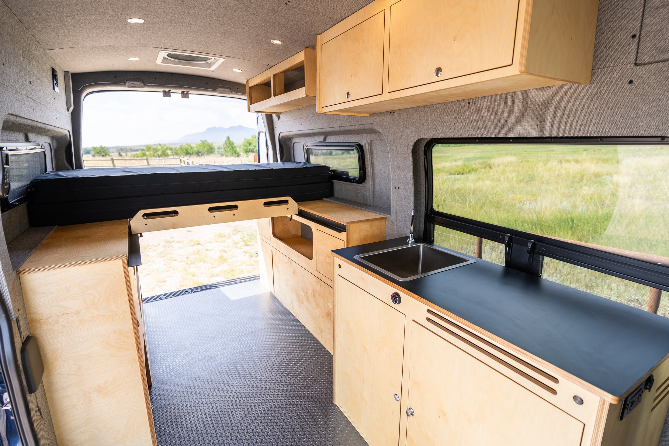 Wheel Well Cabinets & Bi-Slide Bed System for Transit Vans – Timber Van ...