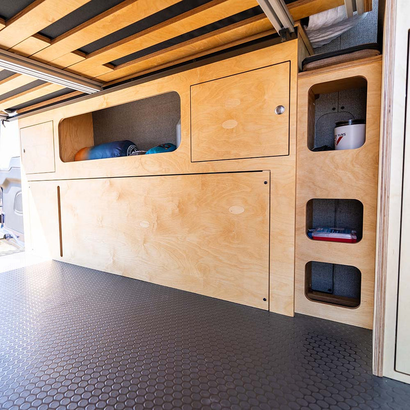 Wheel Well Cabinets & Bi-Slide Bed System for Transit Vans – Timber Van ...